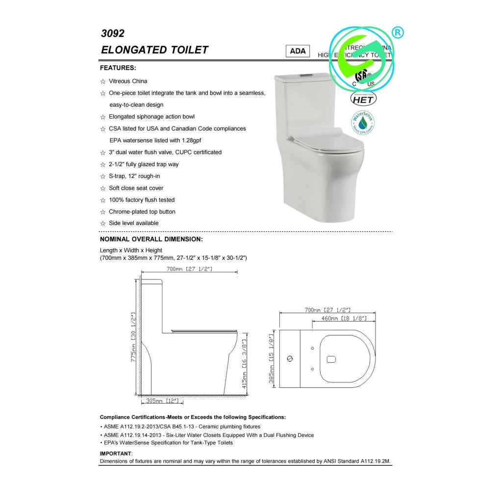 One-Piece Toilets – Suneli Fixtures Company